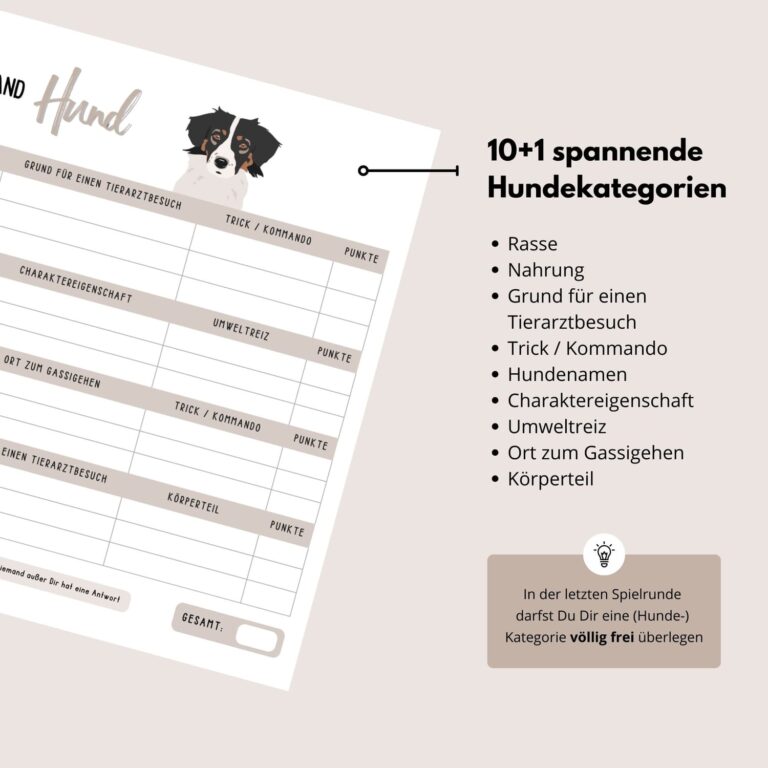 Stadt Land Hund Spielblock DIN A4 - rabaukenglueck