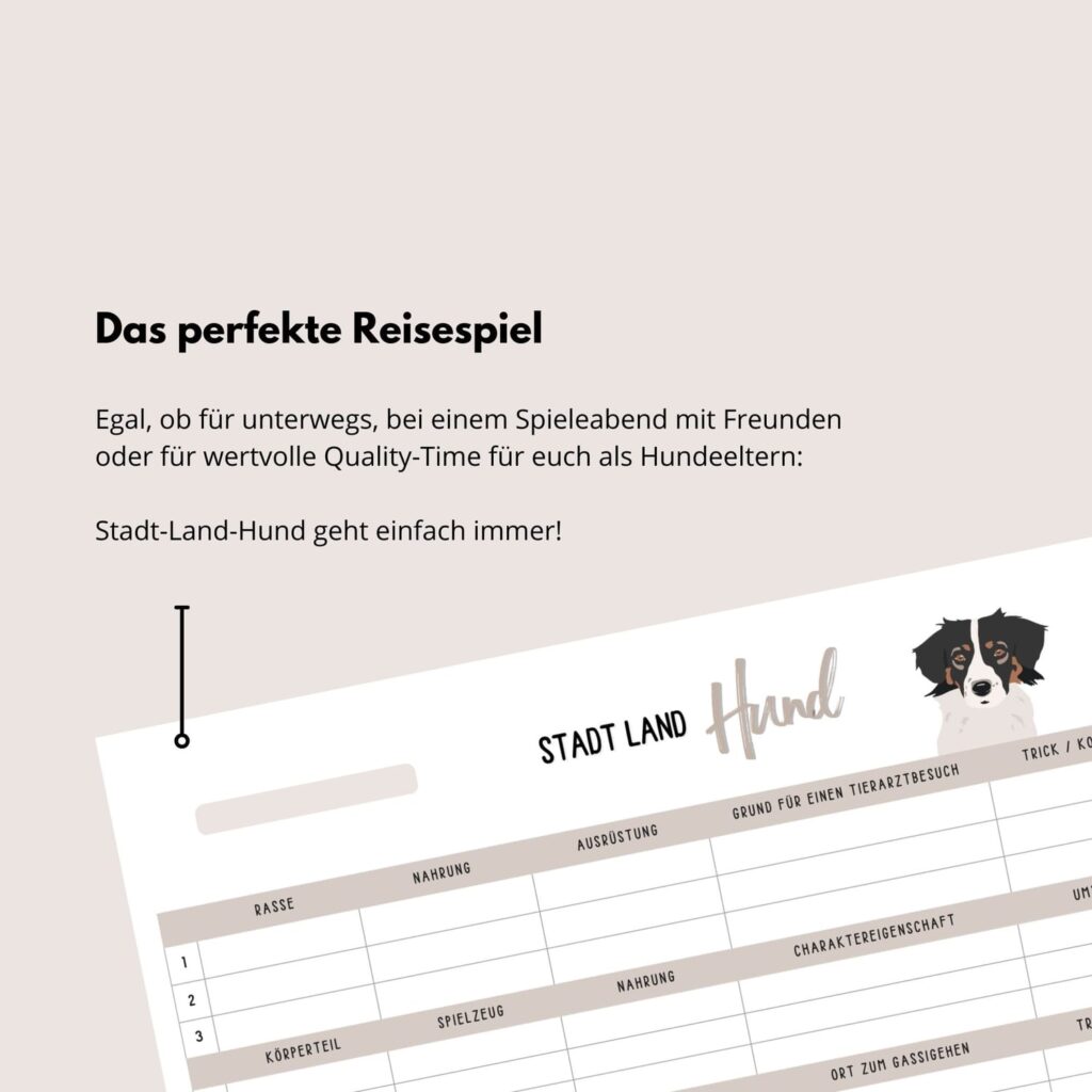 Stadt Land Hund Spielblock DIN A4 - rabaukenglueck